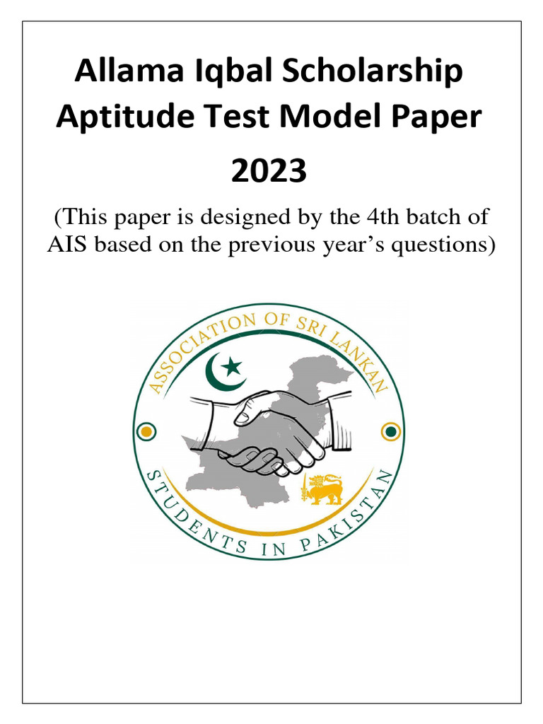 Allama Iqbal Scholarship Aptitude Test Model Paper Final by 4th Batch ...