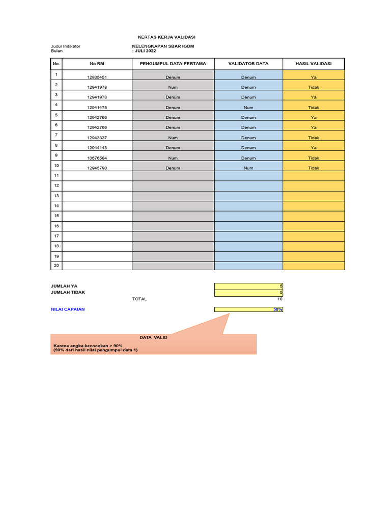 Template Validasi Mca-Mra | PDF