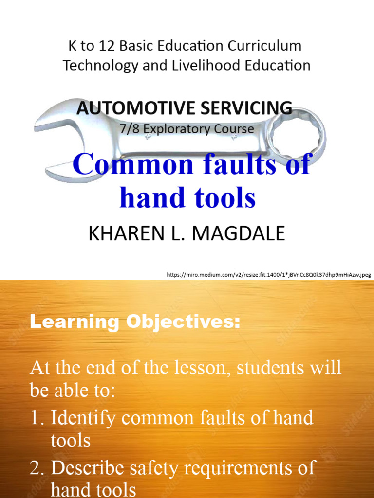 Tle 8 - Automotive Servicing - Common Faults and Safety Requirements in ...