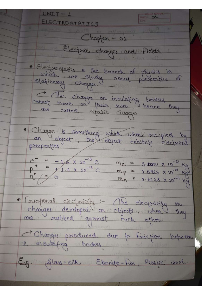 Class 12th Physics Chap 1 Electrostatic. - Compressed | PDF
