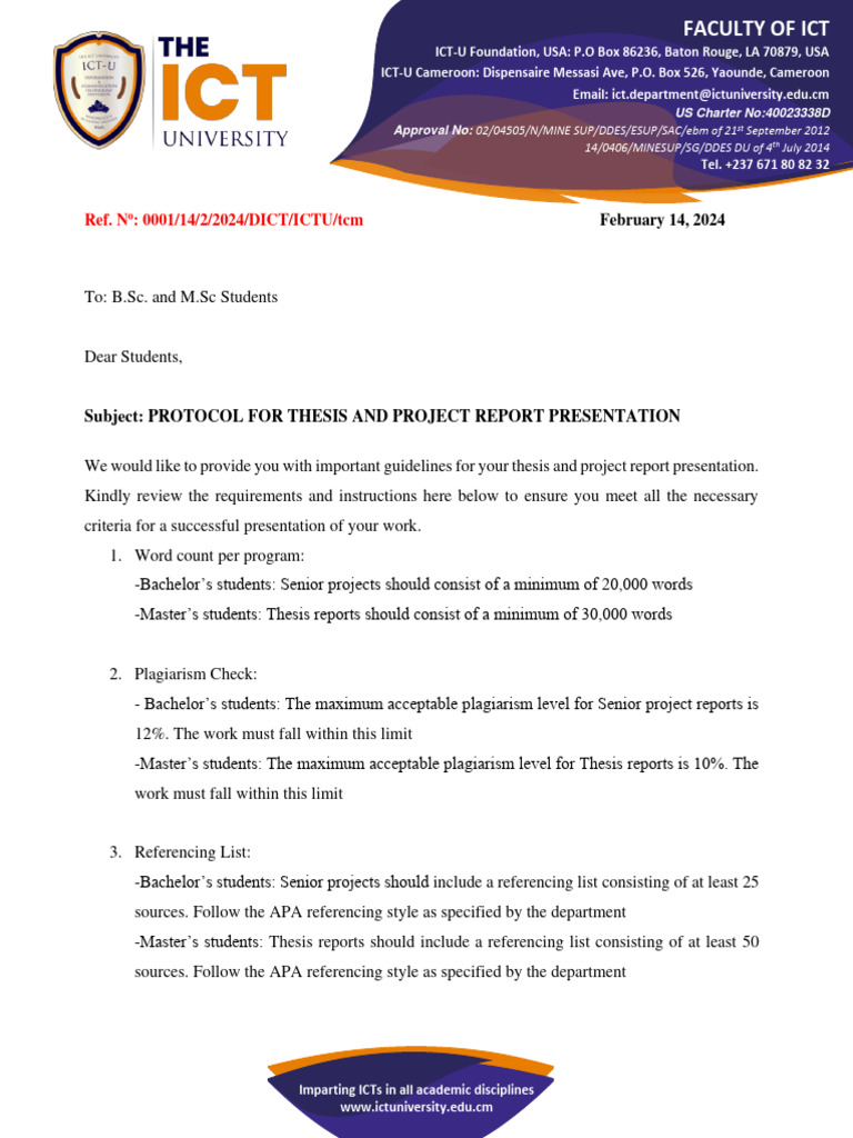 Protocol For Thesis and Project Reporting | PDF | Academia