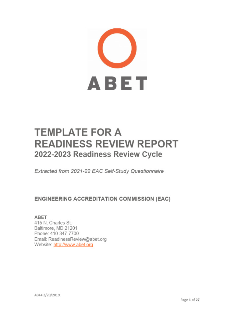 EAC 2022 23 Readiness Review Template 3 30 2021 | PDF | Curriculum ...