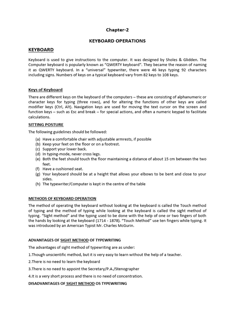 Ch2 Keyboard Operations Pdf Computer Keyboard Tools