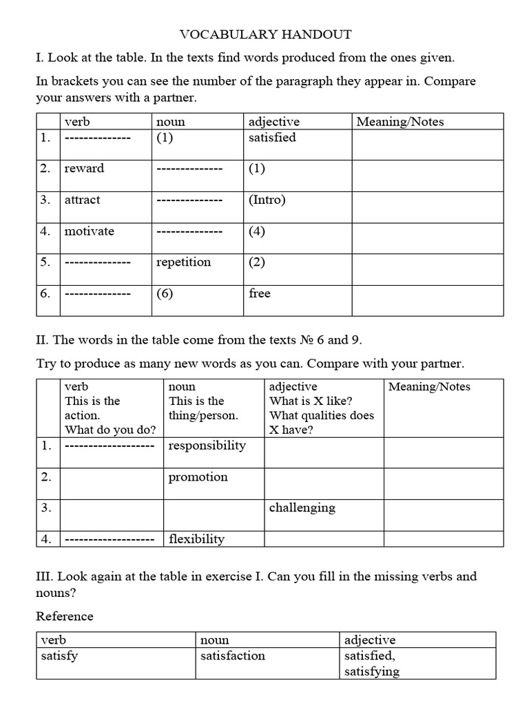 Vocabulary Expansion Handout | PDF