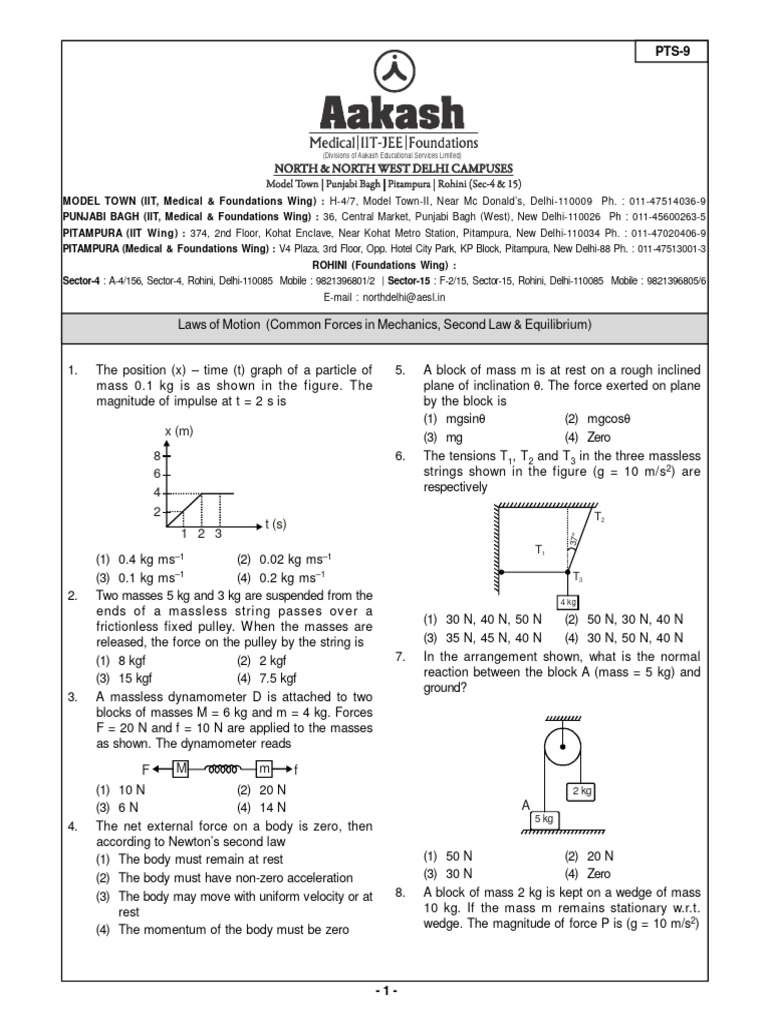 PTS 9 AS19 Laws of Motion Common Forces in Mechanics, Second Law | PDF | Force | Tension (Physics)