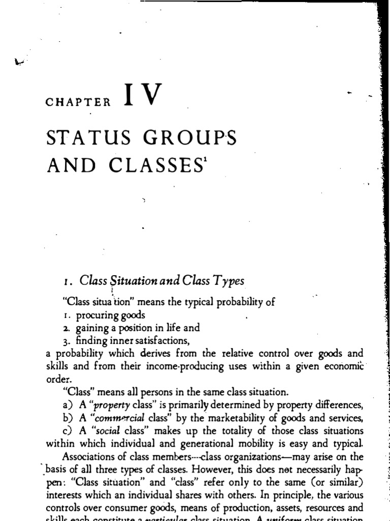 Weber - Status Groups and Classes | PDF | Wealth | Capital (Economics)