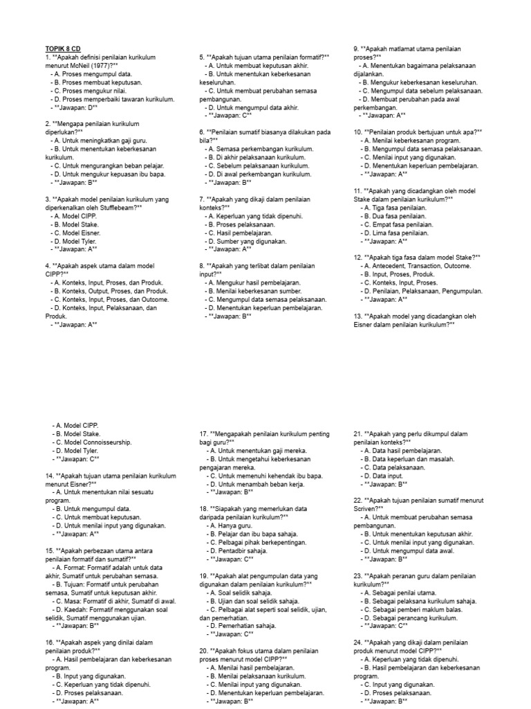 MCQ Topik 8 CD | PDF