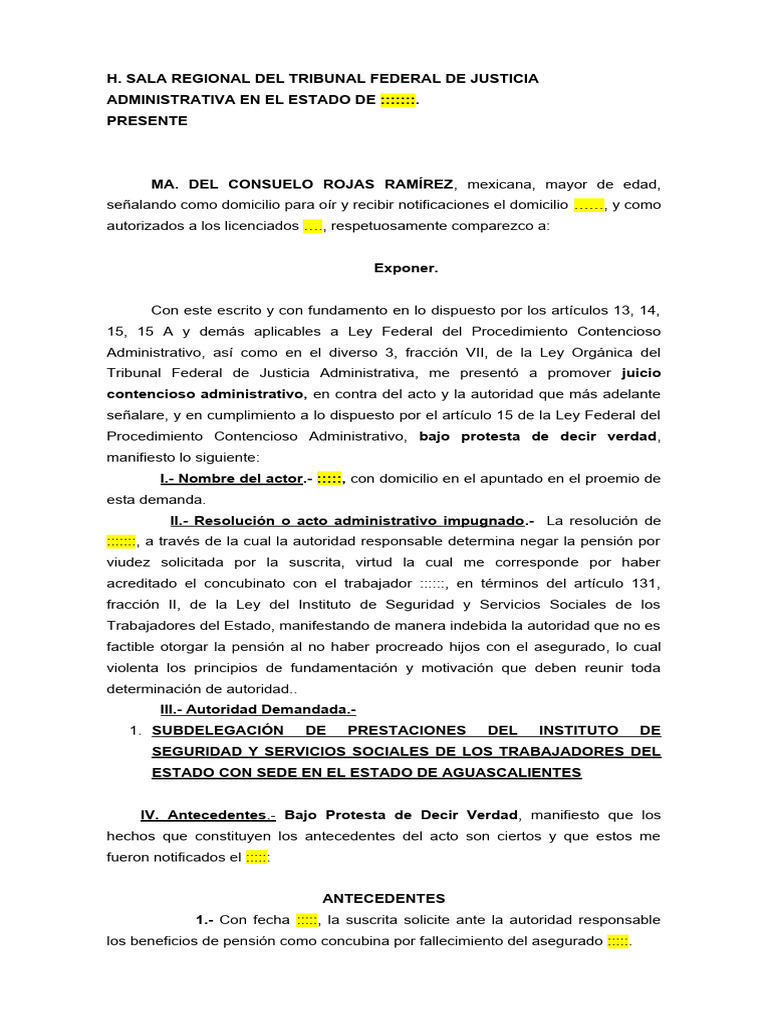 Demanda Negativa Pensión | PDF | Debido al proceso | Caso de ley