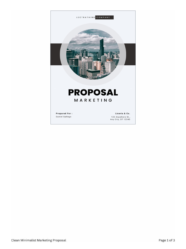 Clean Minimalist Marketing Proposal | PDF