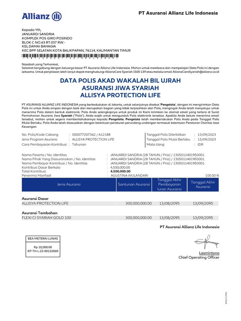 Buku Polis No 000077207362 | PDF