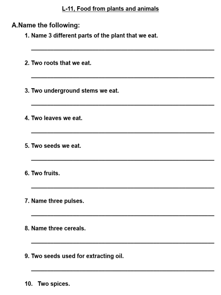 L-11, Food From Plants and Animals | PDF | Foods | Indian Cuisine