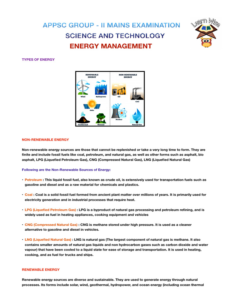 APPSC Gr-2 Mains Sci-Tec ENERGY MANAGEMENT | PDF | Natural Gas | Biofuel