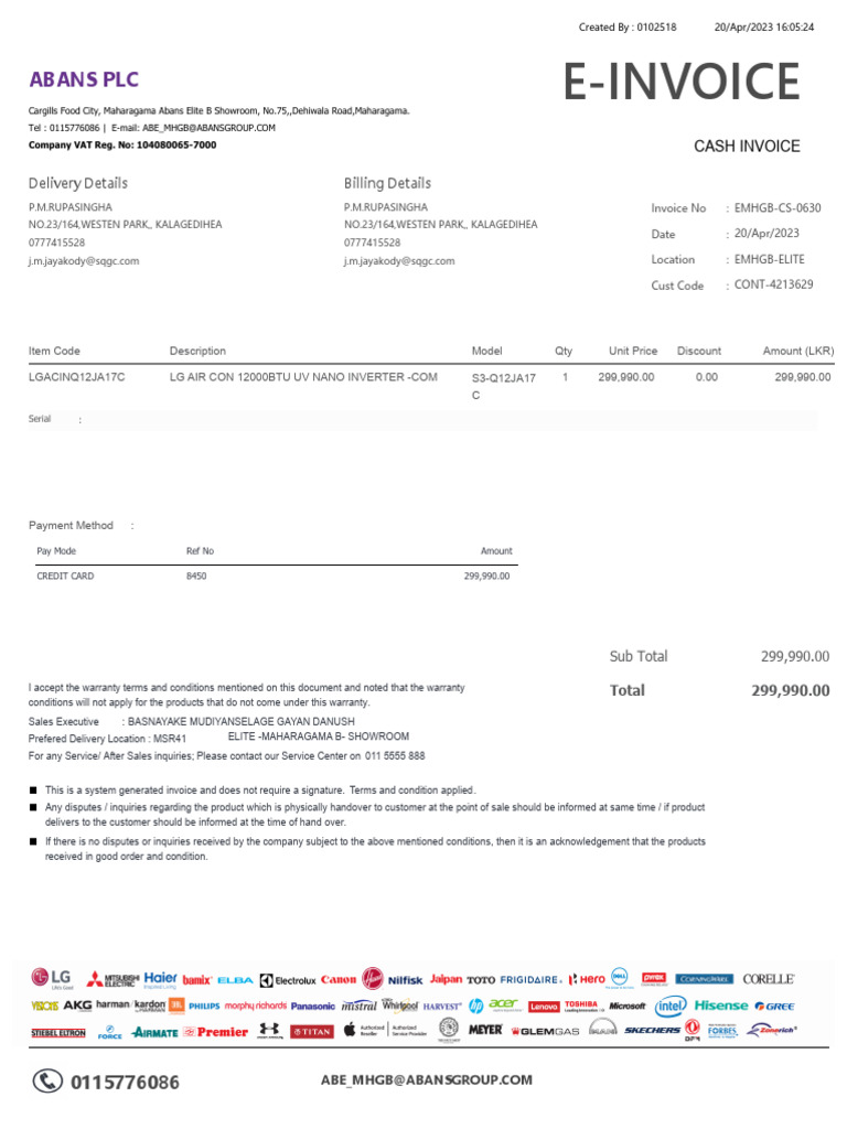 E-Invoice: Abans PLC | PDF | Apple Inc. | Invoice