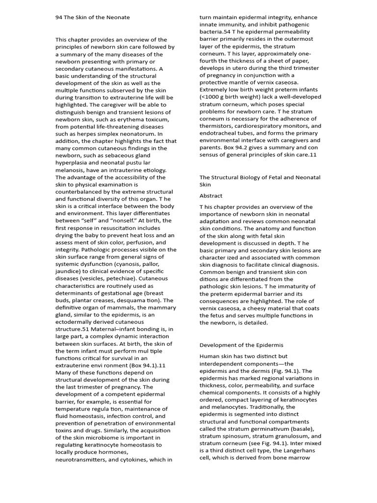 94 The Skin of The Neonate | PDF | Epidermis | Skin