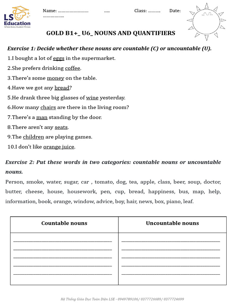 Gold B1+ - U6 - Grammar Ver 2 - Quantifiers | PDF | Noun