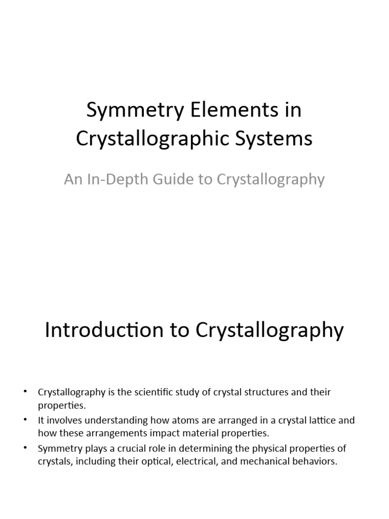 Detailed Symmetry Elements in Crystallography | PDF | Crystal Structure ...