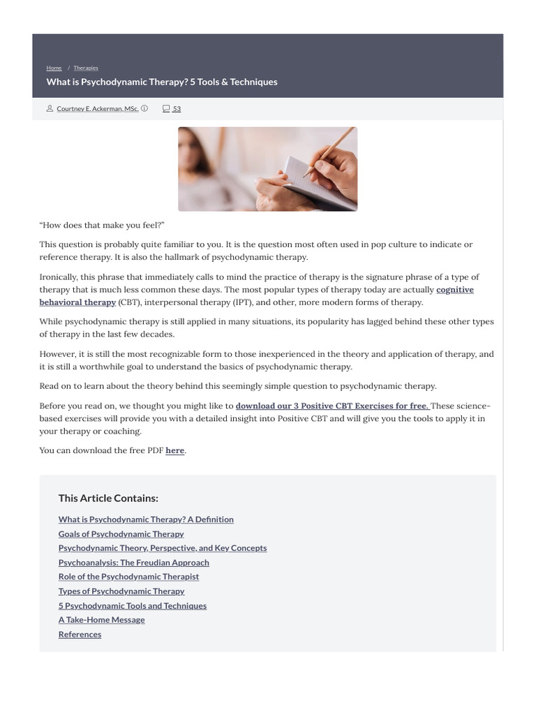 What Is Psychodynamic Therapy? 5 Tools & Techniques | PDF ...