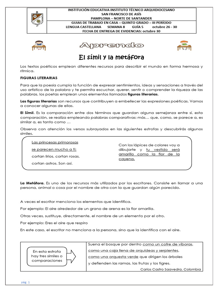 El Símil y La Metáfora: Carlos Castro Saavedra. Colombia | PDF | Metáfora