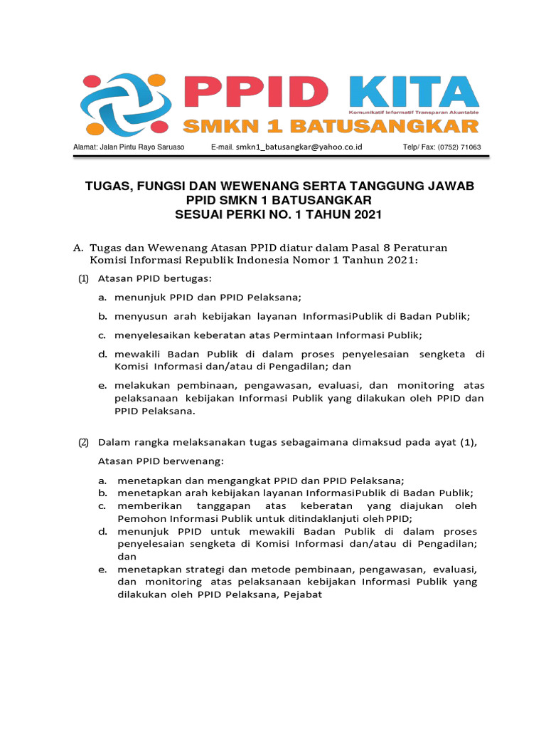3.b Tugas Dan Fungsi PPID | PDF