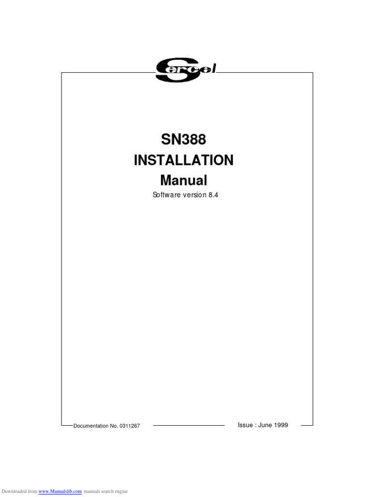 Sercel N388 INSTALLATION Manual Doc No. 0311267, June 199 | PDF ...