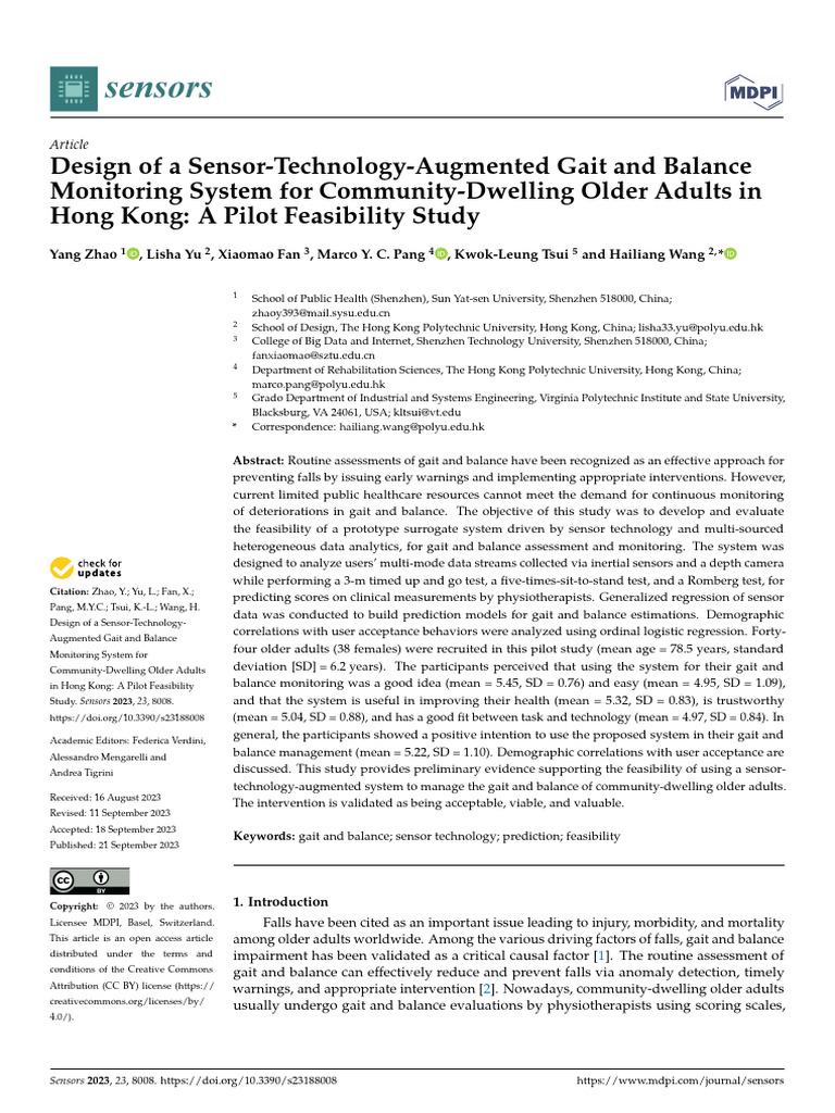 Sensors | PDF | Balance (Ability)