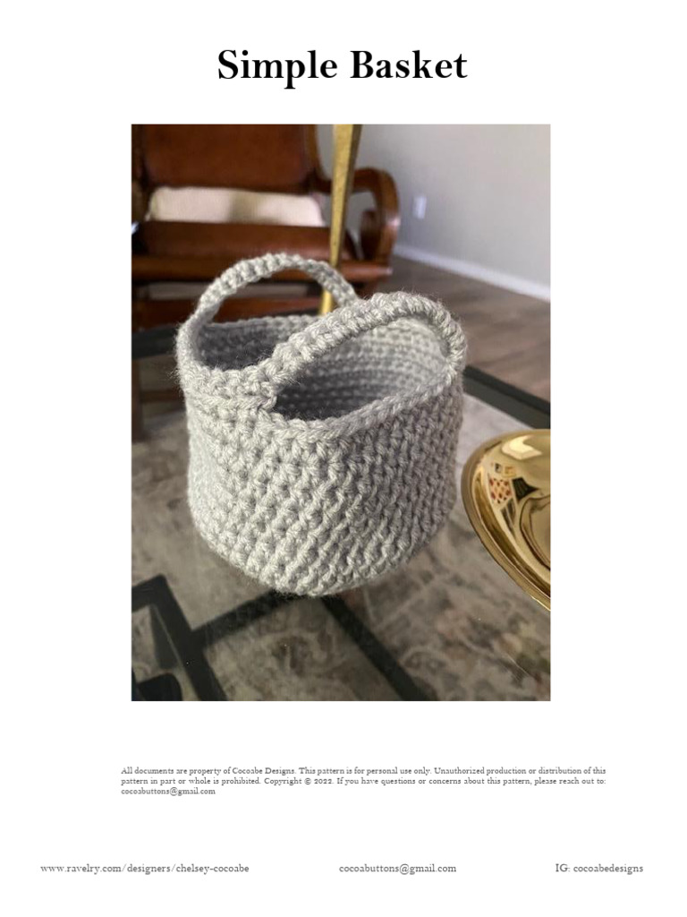 Simple Basket by Cocoabe Designs | PDF | Crochet | Gauge (Knitting)
