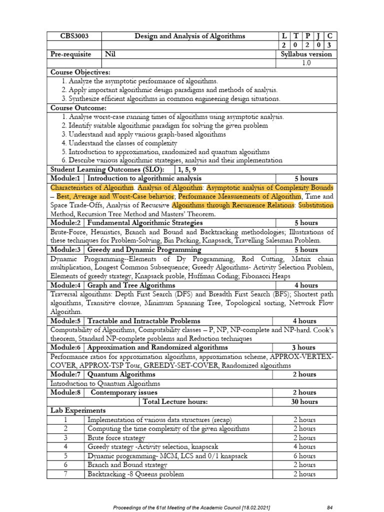CBS3003 - Design-And-Analysis-Of-Algorithms - Eth - 1.0 - 66 - CBS3003 ... CBS3003 - Design-And-Analysis-Of-Algorithms - Eth - 1.0 - 66 - CBS3003 ...