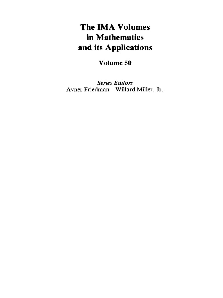 The IMA Volumes in Mathematics and Its Applications: Series Editors | PDF | Matrix (Mathematics ...