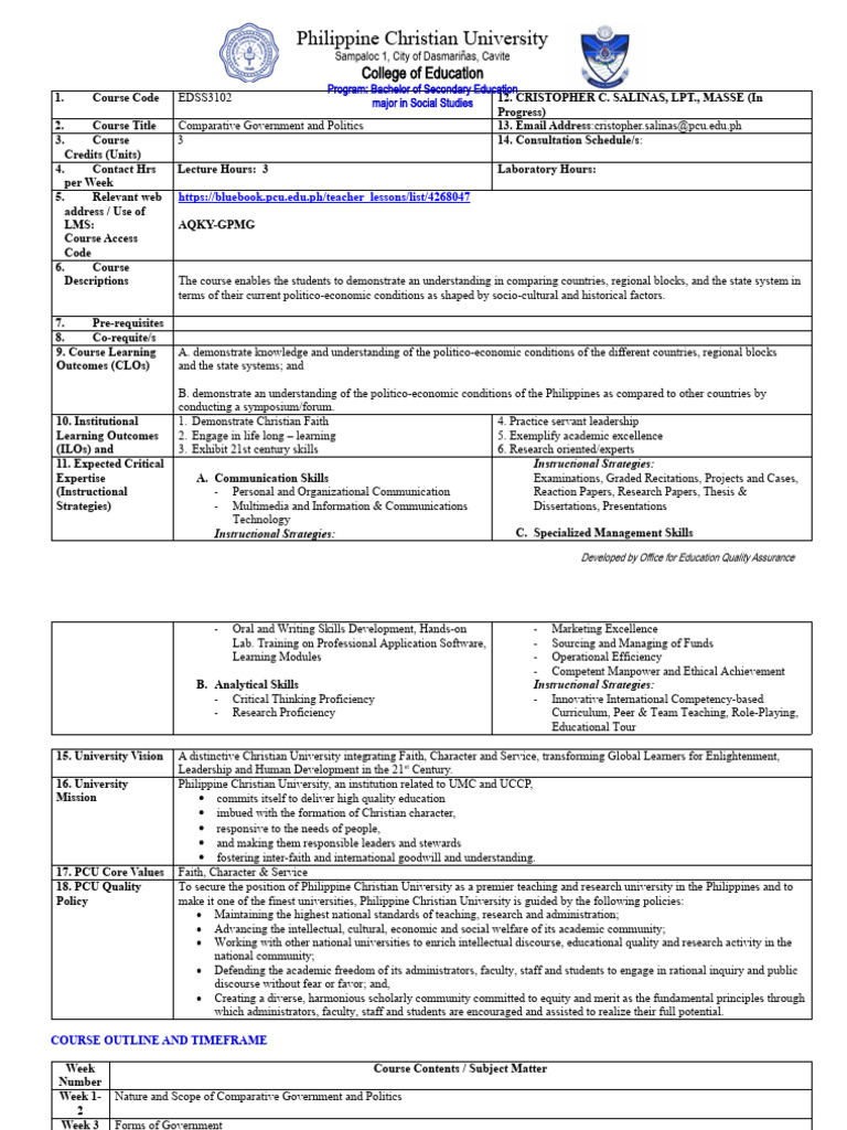 Comparative Government Course Overview | PDF | Academic Dishonesty ...