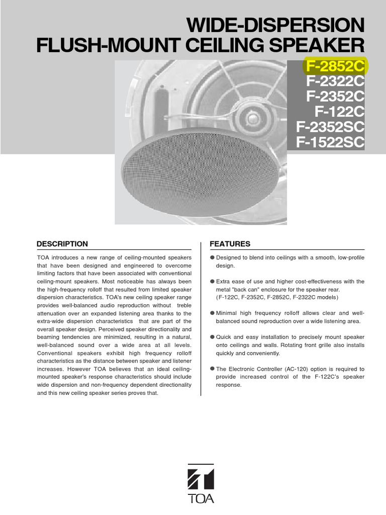 Toa F-2852 | PDF | Loudspeaker | Frequency