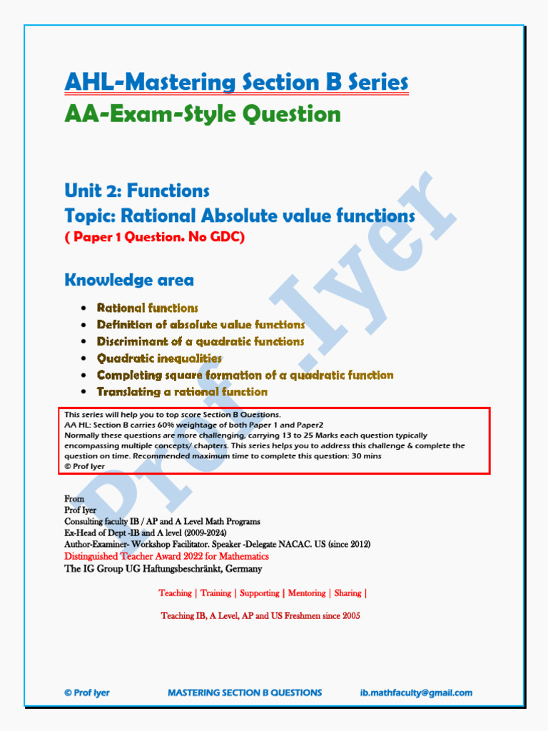 MASTERING SECTION B - Unit 2 Functions - Absolute Rational Functions ... MASTERING SECTION B - Unit 2 Functions - Absolute Rational Functions ...
