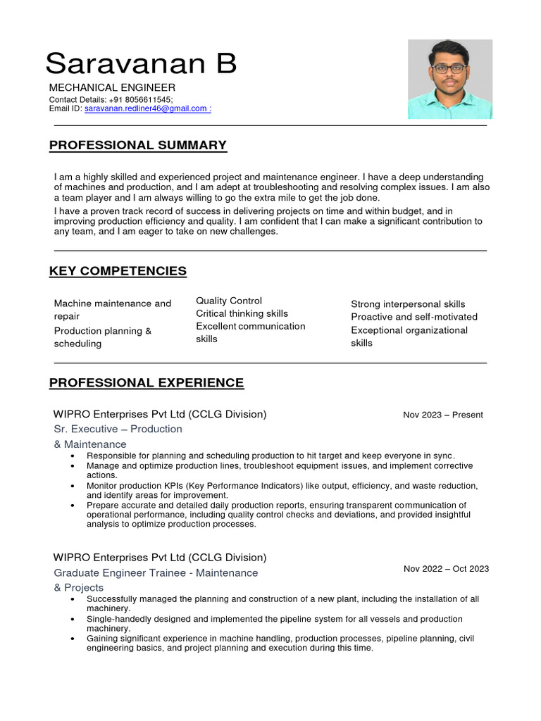Saravanan Resume | PDF | Performance Indicator | Engineering