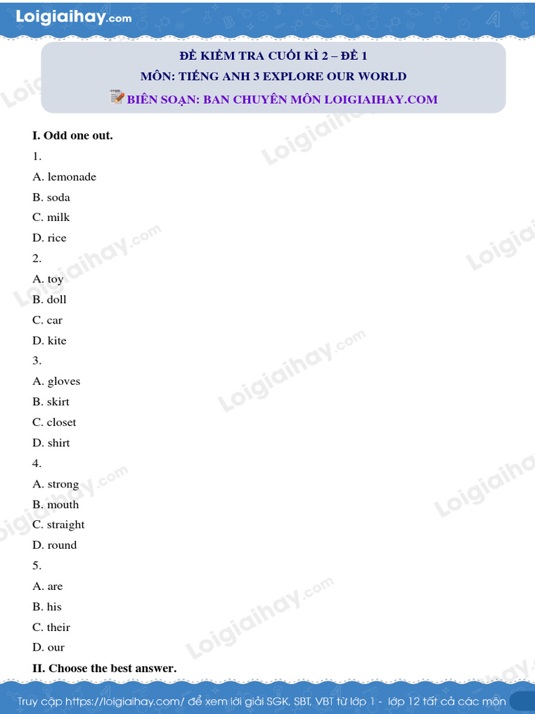 Tong Hop 5 de Thi Hoc Ki 2 Tieng Anh 3 Canh Dieu Co Dap An 1681811414 | PDF