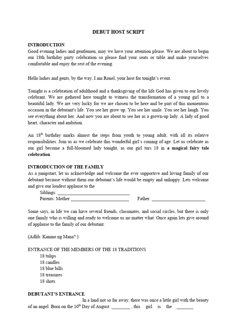 Debut Host Script - Compress | PDF