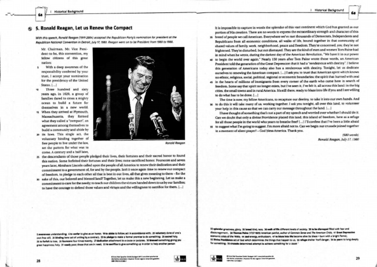 12 - Mock Exam - Speech - Reagan - Let Us Renew The Compact | PDF