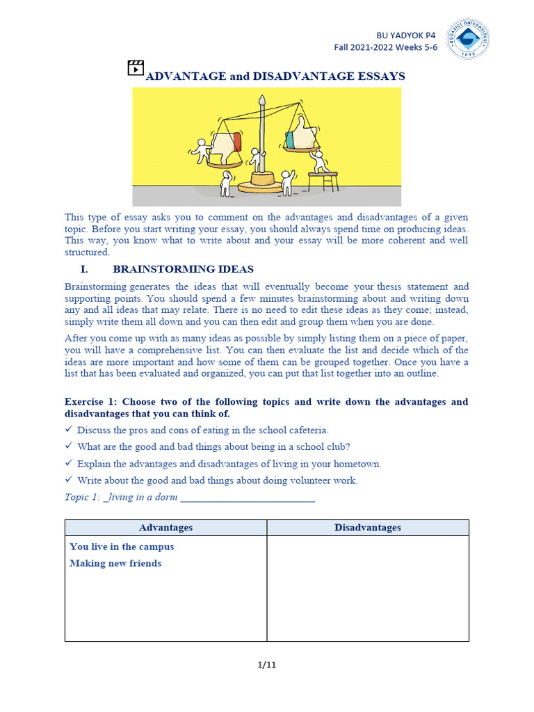 Advantage and Disadvantage Essay | PDF | Essays | Brainstorming