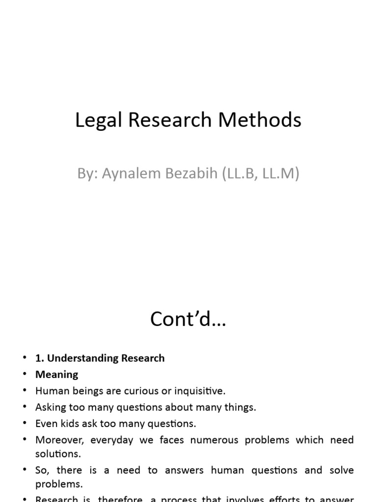 Legal Research Methods PPT One | PDF | Methodology | Quantitative Research