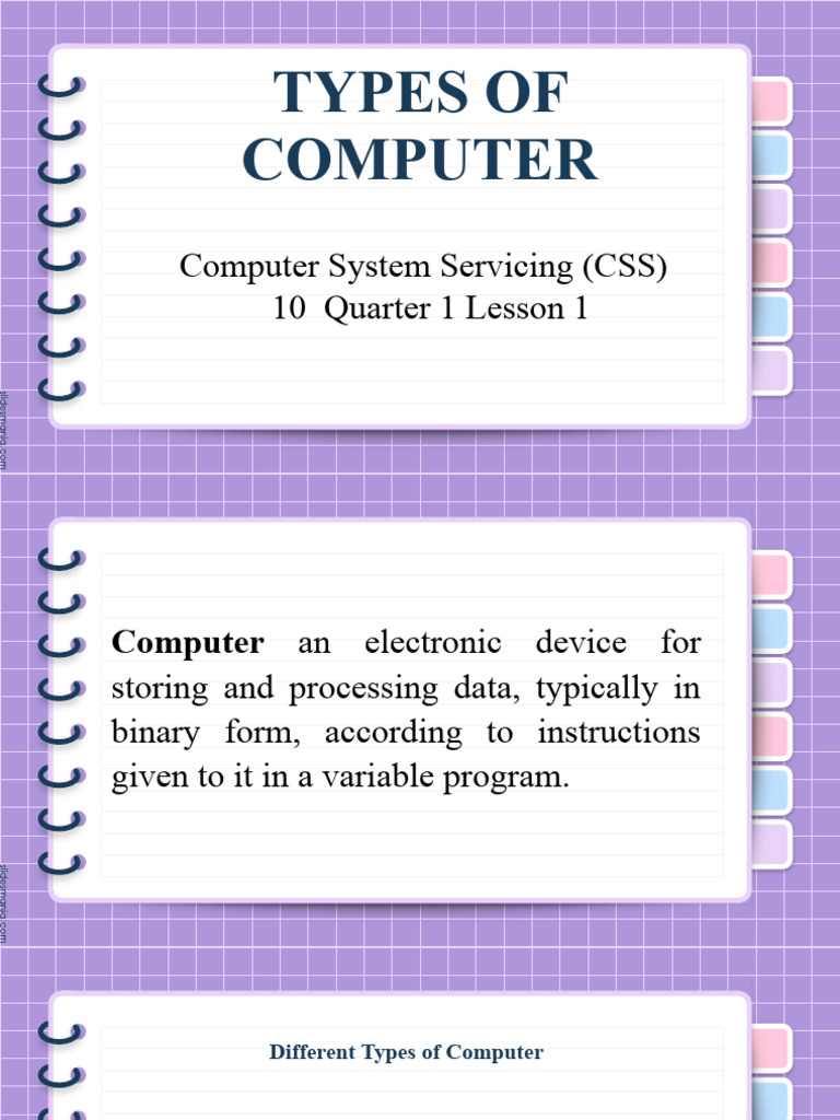 Ict-Css 10 Lesson 1 Quarter 1 Week 1 Types of Computers | PDF | Operating System | Graphical ...