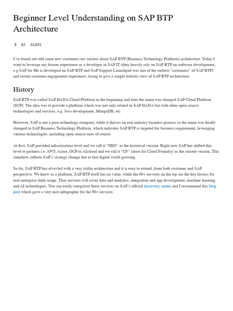 Introduction To Sap Btp Architecture A Beginners Guide Pdf Cloud