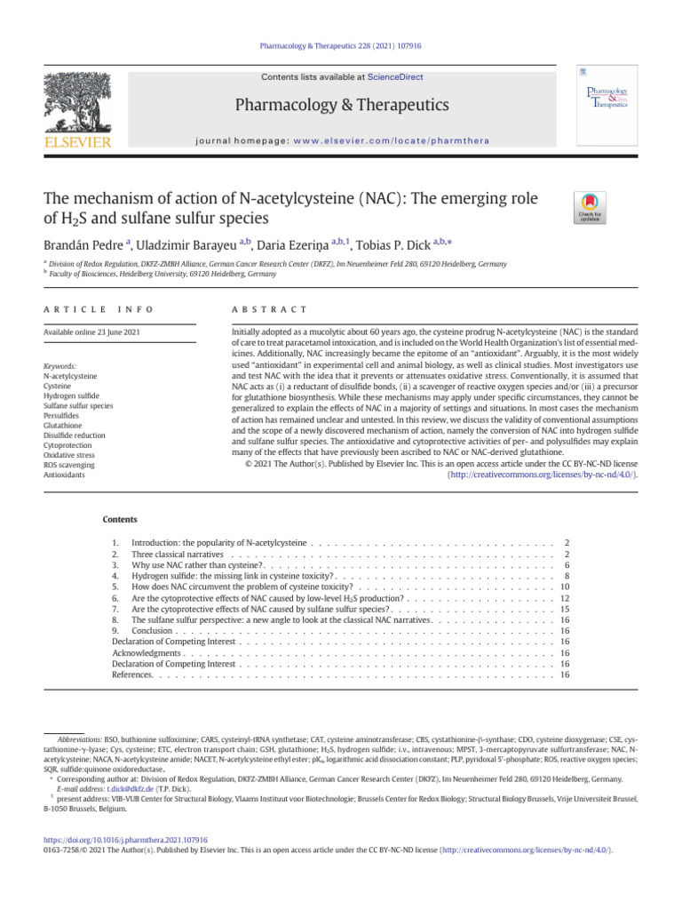 The Mechanism of Action of N Acetylcysteine NAC - The e - 2021 ...