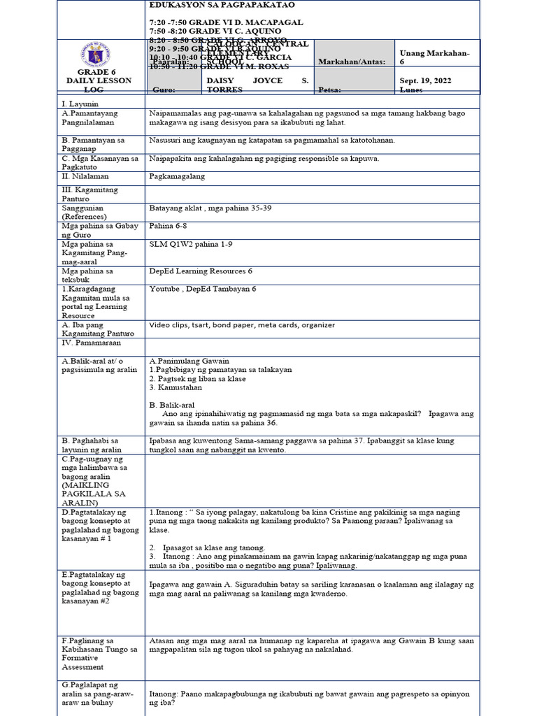 DLL Q1 W3 Day 1 | PDF