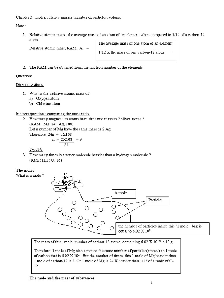 Moles, formulae and equations attached exercises | PDF | Mole (Unit ...