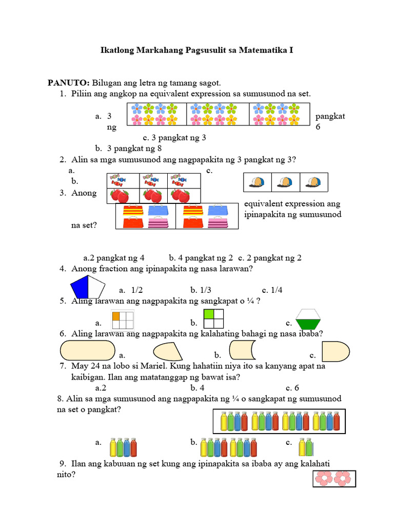 Ikatlong Markahang Pagsusulit sa MATH I | PDF