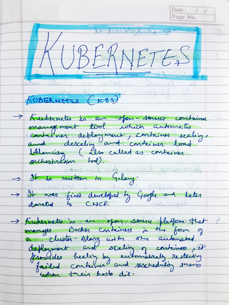 Kubernetes (k8s) handwritten notes by Mohd Imran | PDF