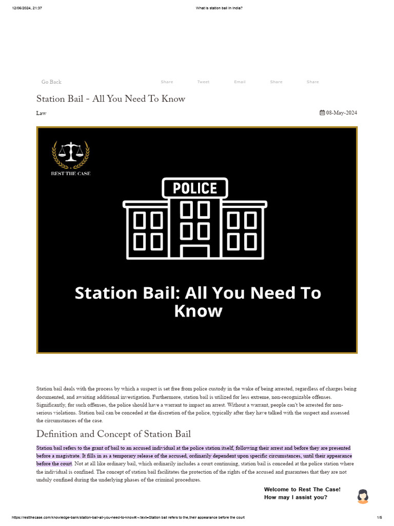 Understanding Station Bail in India | PDF | Bail | Arrest