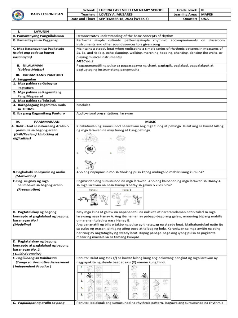 DLP - Mapeh 3 Q1 W3 | PDF