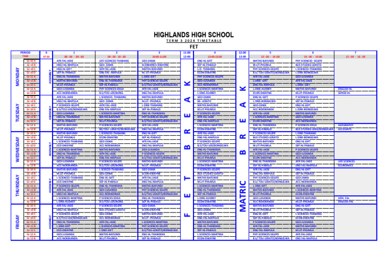 Fet Timetable 073908 | PDF