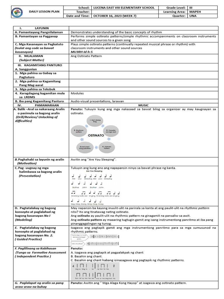 DLP - Mapeh 3 Q1 W7 | PDF