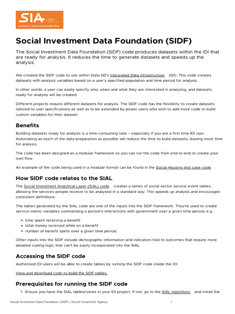 Social Investment Data Foundation Sidf 144 | PDF | Data Management | Data