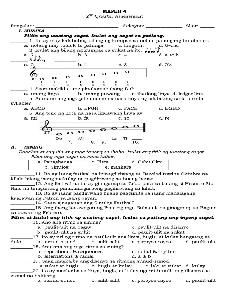 2nd Quarter Assessment | PDF
